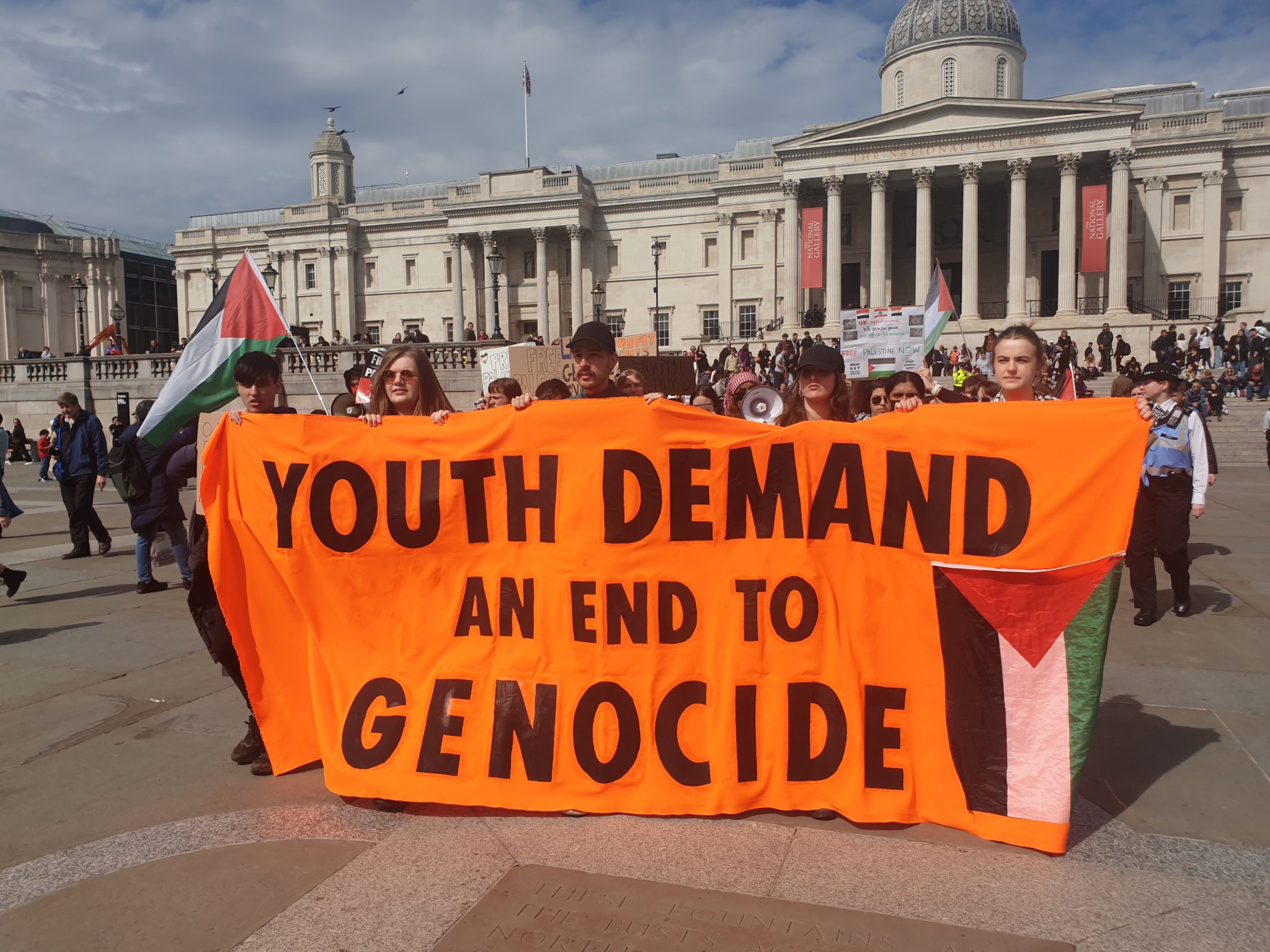 Youth Demand an end to genocide by painting Labour Party HQ - Youth Demand